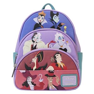 loungefly disney sac à dos villains color block triple pocket