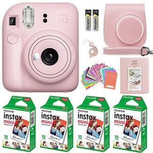 fujifilm instax mini 12 instant camera blossom pink with fujifilm instant mini film value pack (40 sheets) with accessories including carrying case with strap, photo album, stickers (blossom pink)