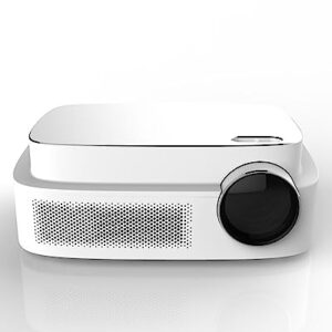 Video Projector, HD 1080p Video Beam with 200” Display, HiFi Speaker, Compatible TV Stick, HDMI, VGA, USB, Laptop