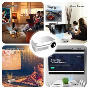 Video Projector, HD 1080p Video Beam with 200” Display, HiFi Speaker, Compatible TV Stick, HDMI, VGA, USB, Laptop