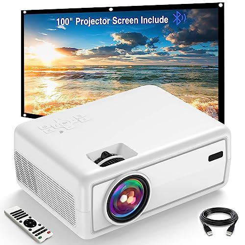 Projector, Mini projector, Native 720P HD Projector, 7500 Lumens, 240'' Display, Support 5.0 Bluetooth, Compatible with iPhone/Android/TV Stick/HDMI/VGA/USB/TV Box/Laptop/DVD/PS4