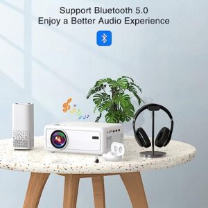 Projector, Mini projector, Native 720P HD Projector, 7500 Lumens, 240'' Display, Support 5.0 Bluetooth, Compatible with iPhone/Android/TV Stick/HDMI/VGA/USB/TV Box/Laptop/DVD/PS4