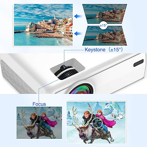 Projector, Mini projector, Native 720P HD Projector, 7500 Lumens, 240'' Display, Support 5.0 Bluetooth, Compatible with iPhone/Android/TV Stick/HDMI/VGA/USB/TV Box/Laptop/DVD/PS4