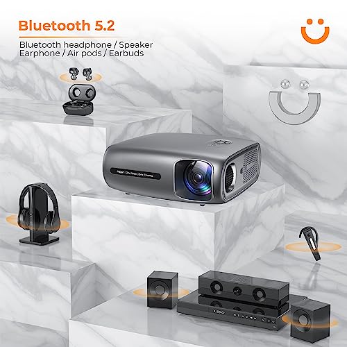 [Auto Keystone] Projector with WiFi and Bluetooth 5.2, YABER 450 ANSI Full HD Native 1080P Video Projector 4K Supported, Smart Home Theater Movie Projector for Smartphone/TV Stick/PC/XBox/PS5/HDMI/USB