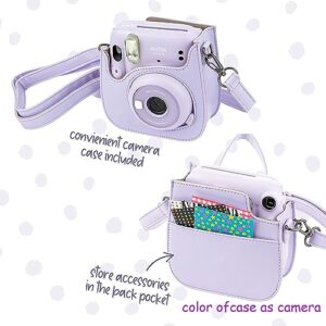 Fujifilm Instax Mini 12 Instant Camera with Fujifilm Instant Mini Film (50 Sheets) with Accessories Including Compatible Case with Strap, Lenss Photo Album, Stickers, Frames Bundle (Clay White)