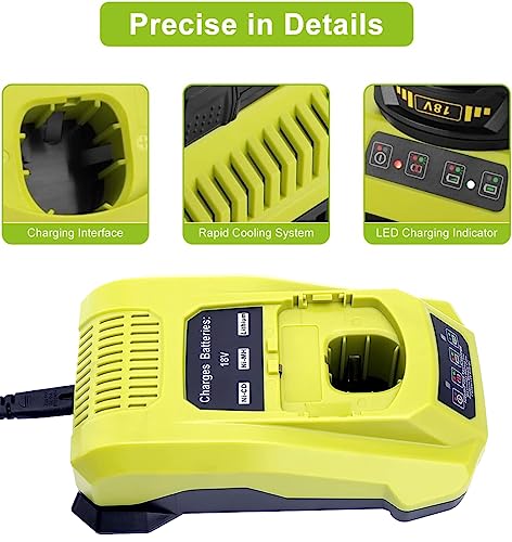 P117 Dual Chemistry Fast Charger Replace for Ryobi 12V-18V Lithium NiCad NiMh Battery Ryobi 18-Volt One+ P102 P108 P189 P197 P103 P105 P107 P190 P191 PBP002 PBP005