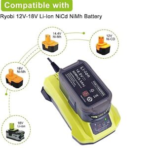 P117 Dual Chemistry Fast Charger Replace for Ryobi 12V-18V Lithium NiCad NiMh Battery Ryobi 18-Volt One+ P102 P108 P189 P197 P103 P105 P107 P190 P191 PBP002 PBP005