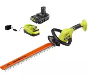 ryobi one+ 18v 22 in. lithium-ion cordless hedge trimmer with 2.0 ah battery and charger