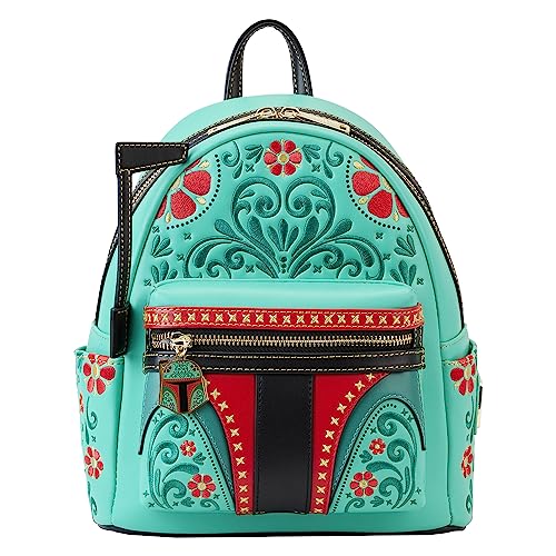 Loungefly Star Wars Boba Fett Floral Embroidered Cosplay Womens Double Strap Shoulder Bag Purse