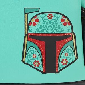 Loungefly Star Wars Boba Fett Floral Embroidered Cosplay Womens Double Strap Shoulder Bag Purse