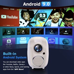 Projector with Wifi and Bluetooth, TOWOND Smart Projector with Android 9.0, 15000 Lumens Native 1080P 4K Projector with Netflix/Prime Video/YouTube built-in, 8000+ Apps Supported for Home Theater