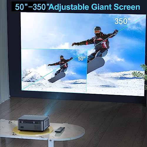 5G WiFi Bluetooth Projector, YABER Native 1080P Outdoor Movie Projector with 350" Display, 18000L Home Theater Video Projector Support 4K ,4P/4D Keystone, Zoom, for Android/iOS/Phone/HDMI/PS5（Grey）