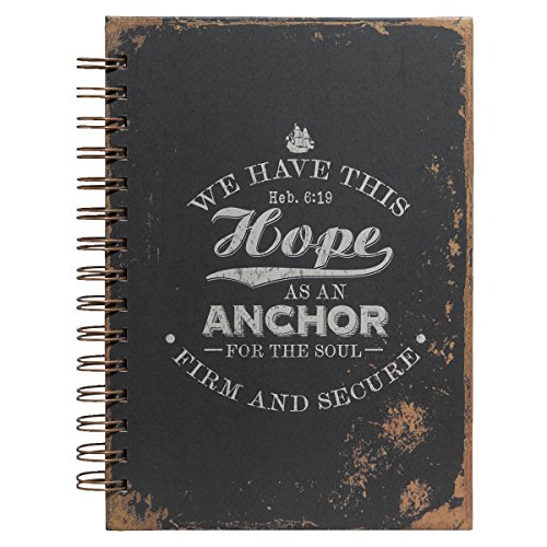 Christian Art Gifts Large Hardcover Notebook/Journal | Hope As An Anchor – Hebrews 6:19 Bible Verse | Vintage Inspirational Wire Bound Spiral Notebook w/192 Lined Pages, 6” x 8.25”