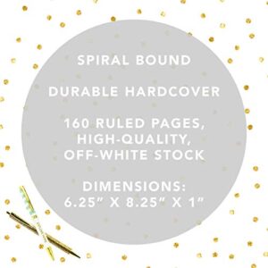 Graphique Hardbound Spiral Journal | Heart of Gold Pink Stripe Design | Premium Paper | Notebook | Diary | Lists | Record Month and Date | Great Gift | 160 Ruled Pages | 6.25” x 8.25”