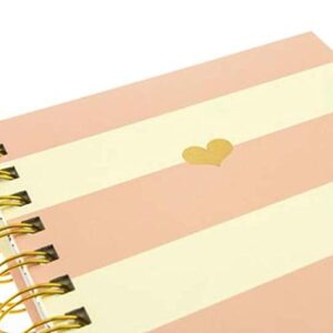 Graphique Hardbound Spiral Journal | Heart of Gold Pink Stripe Design | Premium Paper | Notebook | Diary | Lists | Record Month and Date | Great Gift | 160 Ruled Pages | 6.25” x 8.25”