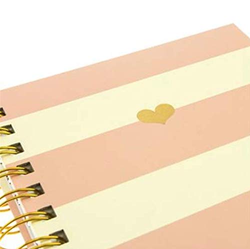 Graphique Hardbound Spiral Journal | Heart of Gold Pink Stripe Design | Premium Paper | Notebook | Diary | Lists | Record Month and Date | Great Gift | 160 Ruled Pages | 6.25” x 8.25”