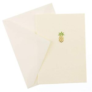 Graphique Pineapple La Petite Presse Boxed Notecards - 10 Embellished Gold Foil Pineapple Blank Cards with Matching Envelopes, 3.25" x 4.75"