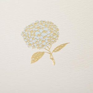 "Graphique Hydrangea La Petite Presse Boxed Notecards - 10 Embellished Gold Foil Blank Cards with Matching Envelopes and Storage Box, 3.25" x 4.75" (L1346CB)