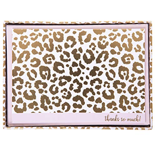 Graphique Box of Thank You Cards, Cheetah - Includes 16 Cards with Matching Envelopes and Storage Box, Cute Stationery Made of Durable Heavy Cardstock, Cards Measure 3.25" x 4.75"