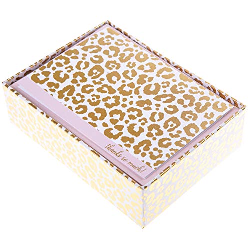 Graphique Box of Thank You Cards, Cheetah - Includes 16 Cards with Matching Envelopes and Storage Box, Cute Stationery Made of Durable Heavy Cardstock, Cards Measure 3.25" x 4.75"