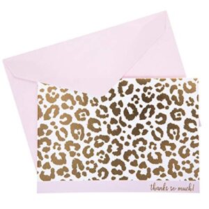 Graphique Box of Thank You Cards, Cheetah - Includes 16 Cards with Matching Envelopes and Storage Box, Cute Stationery Made of Durable Heavy Cardstock, Cards Measure 3.25" x 4.75"