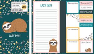 book of sticky notes: notepad collection (sloth lazy days)