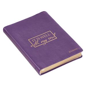 Christian Art Gifts Purple Faux Leather Journal | It is Well with My Soul | Handy-sized Flexcover Inspirational Notebook w/Ribbon Marker, 240 Lined Pages, Gilt Edges, 5.5 x 7 Inches