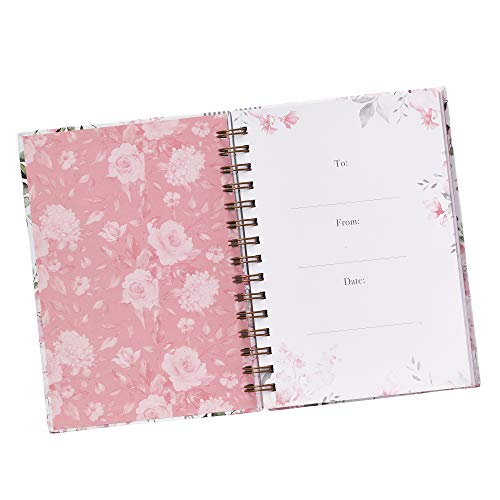 Christian Art Gifts Journal w/Scripture Trust In The Lord Proverbs 3:5 Bible Verse Pink Flowers 192 Ruled Pages, Large Hardcover Notebook, Wire Bound