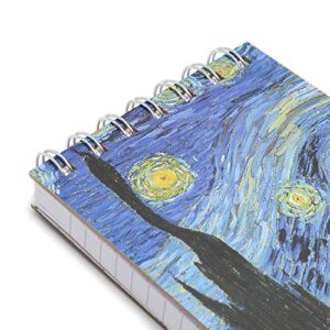 The Gifted Stationery 3-Pack Vincent Van Gogh Designs Spiral Memo Notepads with Hard Cover & Lined Paper, 8.4 inches Long x 3.75 inches