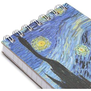 The Gifted Stationery 3-Pack Vincent Van Gogh Designs Spiral Memo Notepads with Hard Cover & Lined Paper, 8.4 inches Long x 3.75 inches