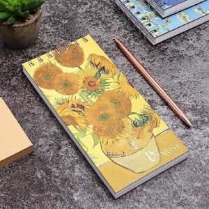 The Gifted Stationery 3-Pack Vincent Van Gogh Designs Spiral Memo Notepads with Hard Cover & Lined Paper, 8.4 inches Long x 3.75 inches