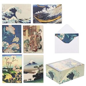 the gifted stationery 36-count assorted box all occasion greeting cards with envelopes, notecards, artistic design inspired by japanese hokusai painting, 5 x 3.5 in