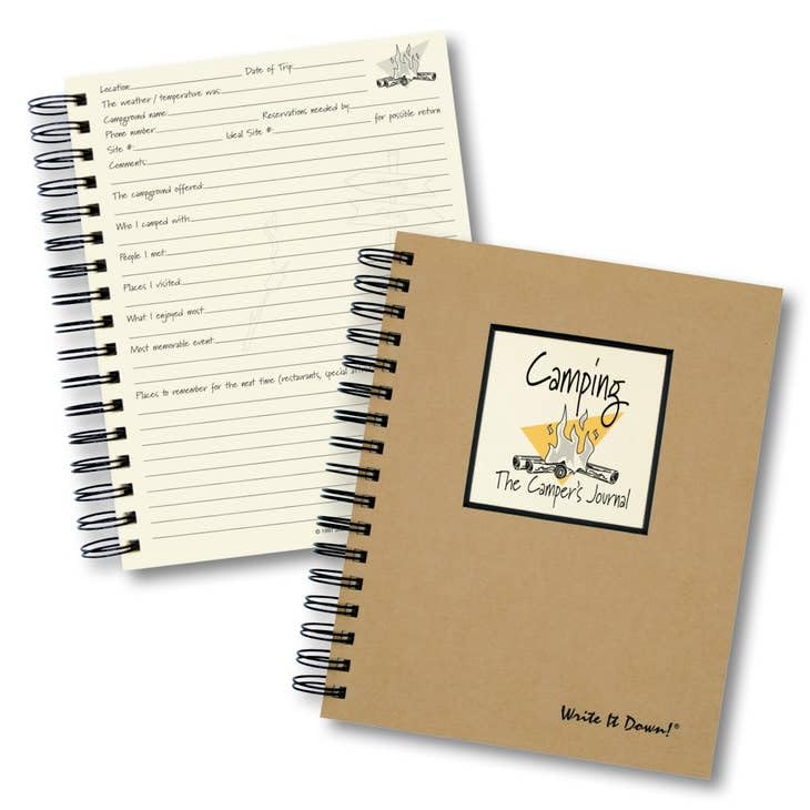 Write it Down Journals Unlimited Series Guided Journal, Camping, The Camper's Journal, with a Kraft Hard Cover, Made of Recycled Materials, 7.5"x 9"