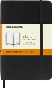 moleskine classic notebook, soft cover, pocket (3.5" x 5.5") ruled/lined, black, 192 pages