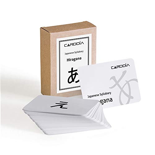 CARDDIA Japanese Syllabary - Hiragana Flash Cards (with Stroke-Order Diagrams and Example Words), Standard Playing Card Size, Sturdy, Water Resistant