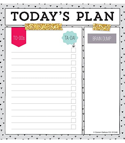 Carson Dellosa 5.75" x 6.25" Today's Plan To Do List Notepad, 50 Sheet Lined Paper Daily Planner Notepad, Daily Checklist, Teacher Daily To Do List, Productivity Task Planner