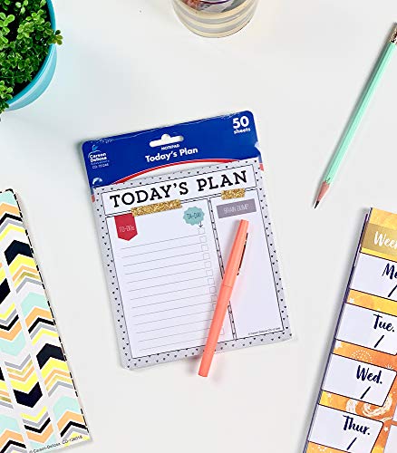 Carson Dellosa 5.75" x 6.25" Today's Plan To Do List Notepad, 50 Sheet Lined Paper Daily Planner Notepad, Daily Checklist, Teacher Daily To Do List, Productivity Task Planner