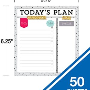 Carson Dellosa 5.75" x 6.25" Today's Plan To Do List Notepad, 50 Sheet Lined Paper Daily Planner Notepad, Daily Checklist, Teacher Daily To Do List, Productivity Task Planner