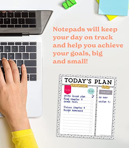 Carson Dellosa 5.75" x 6.25" Today's Plan To Do List Notepad, 50 Sheet Lined Paper Daily Planner Notepad, Daily Checklist, Teacher Daily To Do List, Productivity Task Planner