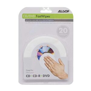 allsop cd and dvd fastwipes, lint-free wipes for cleaning dvd, cd, ps1, ps2, xbox & xbox 360 discs