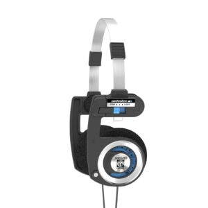 koss porta pro on ear headphones with case, black / silver