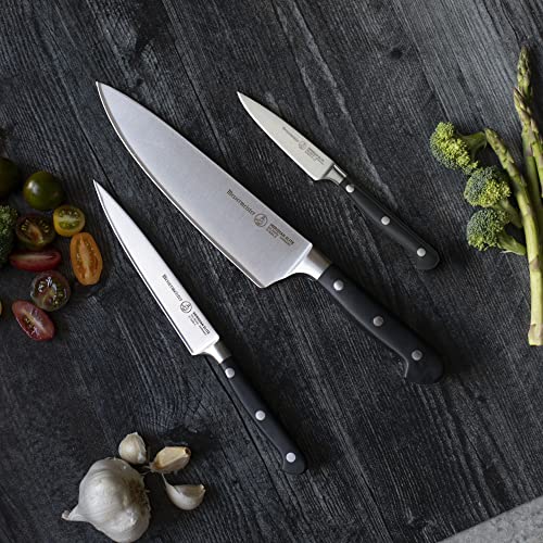 Messermeister Meridian Elite Starter Knife Set - Includes 8" Chef's Knife, 6" Utility Knife & 3.5" Paring Knife - Rust Resistant & Easy to Maintain