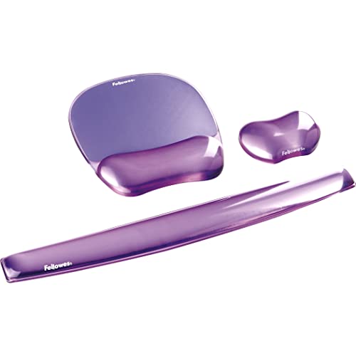 Fellowes Gel Crystal Transparent Mousepad and Wrist Rest - Purple, 9.05" x 7.95"