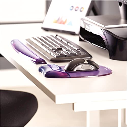 Fellowes Gel Crystal Transparent Mousepad and Wrist Rest - Purple, 9.05" x 7.95"