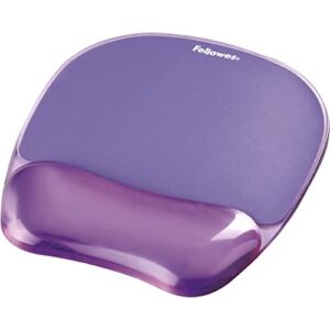 Fellowes Gel Crystal Transparent Mousepad and Wrist Rest - Purple, 9.05" x 7.95"