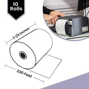 BAM POS 3 1/8" x 230' Thermal Paper Rolls - Comes in Bright White Color - Crisp & Clear Images - BPA Free - Ideal for POS System (10 Rolls Per Case)