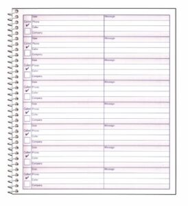 adams voice mail log, 8 1/4 x 8 1/2 inch, spiral bound, 120 forms per book, white (s8796)