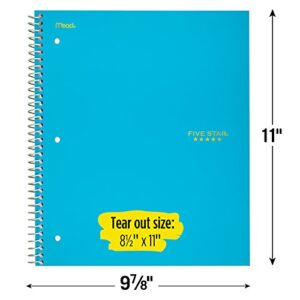 Five Star Spiral Notebook, 1 Subject, College Ruled Paper, 100 Sheets, 11" x 8-1/2", Color Selected For You, 1 Count (06044)