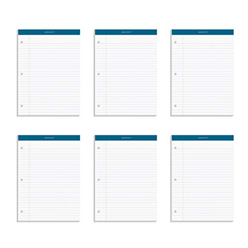 TOPS 63437 Double Docket Ruled Pads, 8 1/2 x 11 3/4, White, 100 Sheets (Pack of 6 Pads)