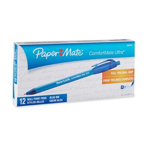 paper mate comfortmate retractable ballpoint pens, fine point, blue, 12 count